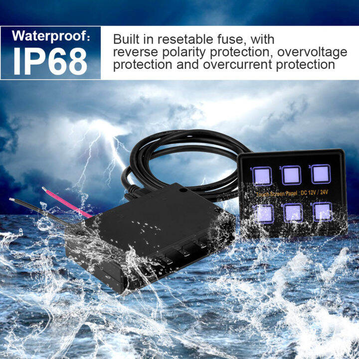 【COD】12V / 24V 6 Gang Touch Screen Control Panel Box LED Switch Panel ...
