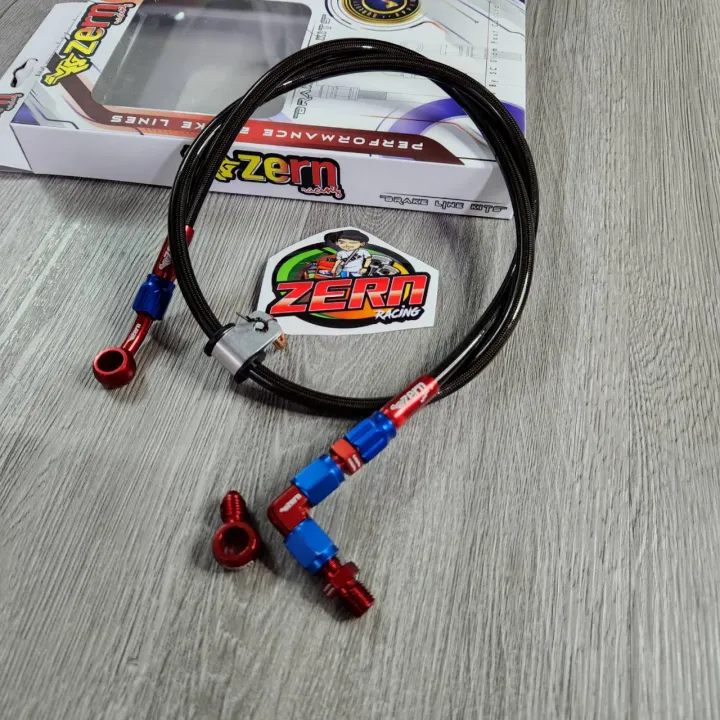 สายเบรค ZERN สีแดงตัดน้ำเงิน หัวปลั๊ก 90 องศา + หัวโจเซฟกลมสีดำ ยาว36นิ้ว ใส่เวฟได้ทุกรุ่น ...