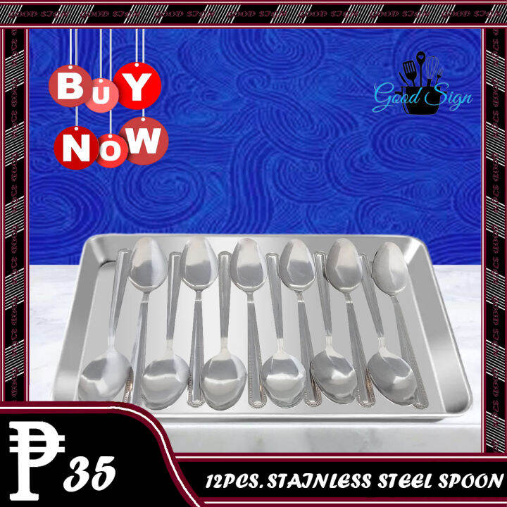 12pcs. Stainless Steel Spoon | Lazada PH
