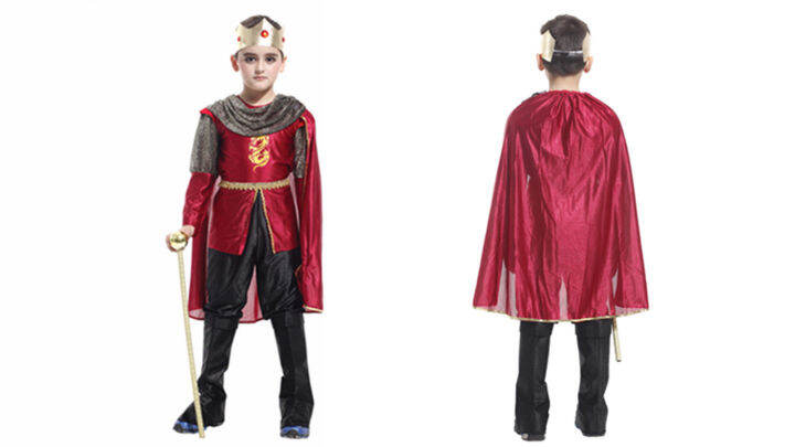 Children King Prince Costumes Boys Kids Cosplay Dress Up Cloak Crown ...