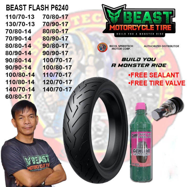 BEAST TIRE FLASH TUBELESS P6240 ( with TIRE VALVE, SEALANT, ) | Lazada PH