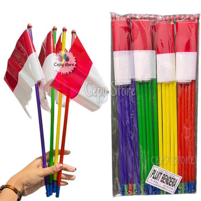 Bendera Merah Putih Stik Peluit / Bendera Plus Stick Pluit 20pcs ...