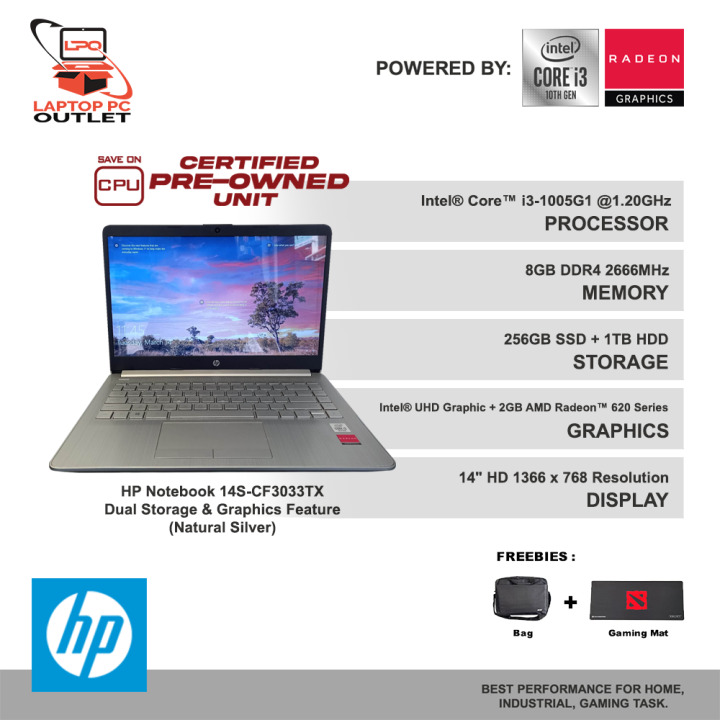Preowned Laptop | HP Notebook 14S-CF3033TX (Natural Silver) | Intel ...