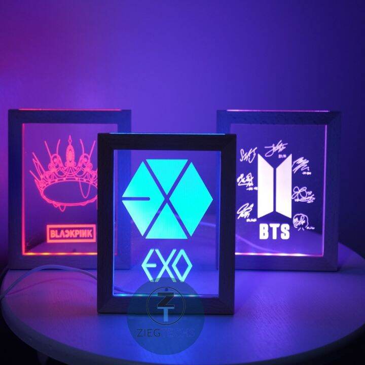 KPOP BTS BLACKPINK EXO Valorant Designs USB Bed Photo Frame Lamp ...