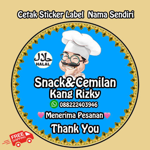 Cetak Sticker Glossy Cromo Desain Koki - A4 - Cetak Label Kemasan ...