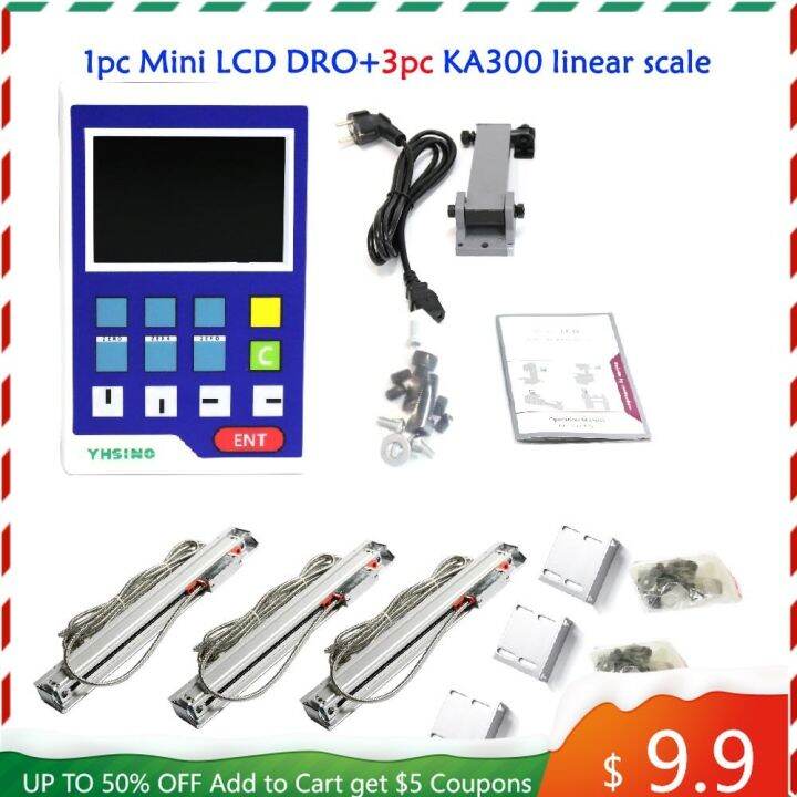 11 Languages Mini LCD DRO Kit Digital Readout Display and KA300 Linear Scale Glass Encoder for ...