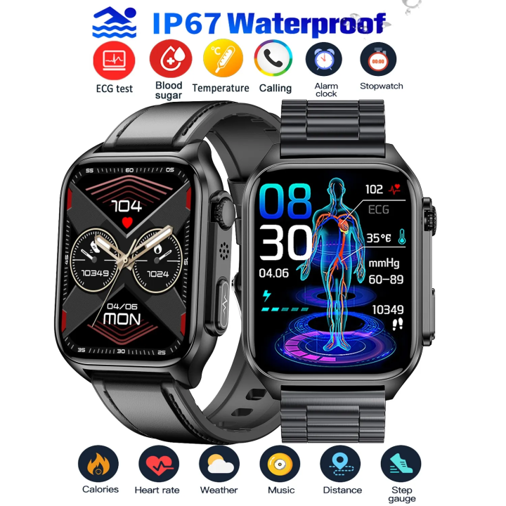 TK12 Smart Watch Blood Glucose Blood Oxygen Heart Rate ECG Body ...