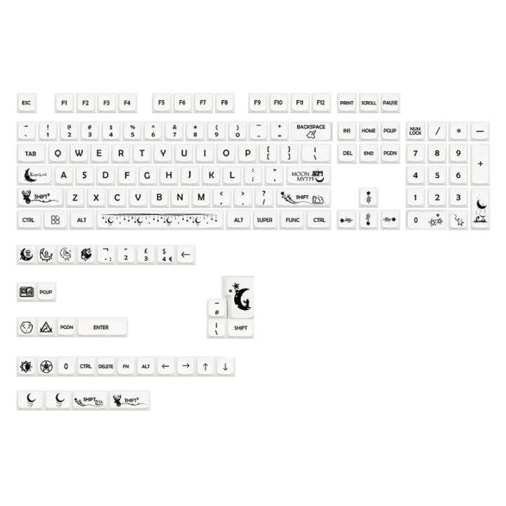 138 Keys PBT Keycaps DYE SUB MDA Profile Moon Myth English/Japanese ...