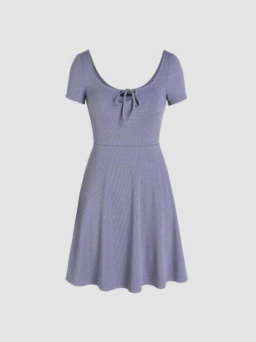 Cider Solid U-neckline Knotted Mini Dress | Lazada.co.th