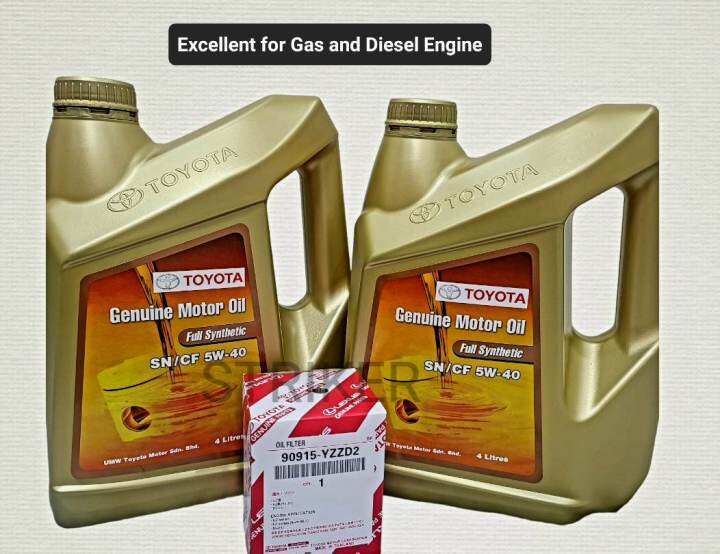 Toyota Genuine Motor Oil Full Synthetic 5W-40 - Bundle of 8L and Oil ...