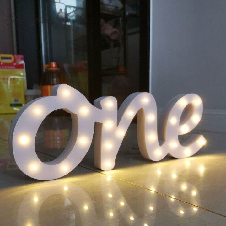 LED Lighting ONE Sign For First Birthday Decor Freestanding Letter 1St ...