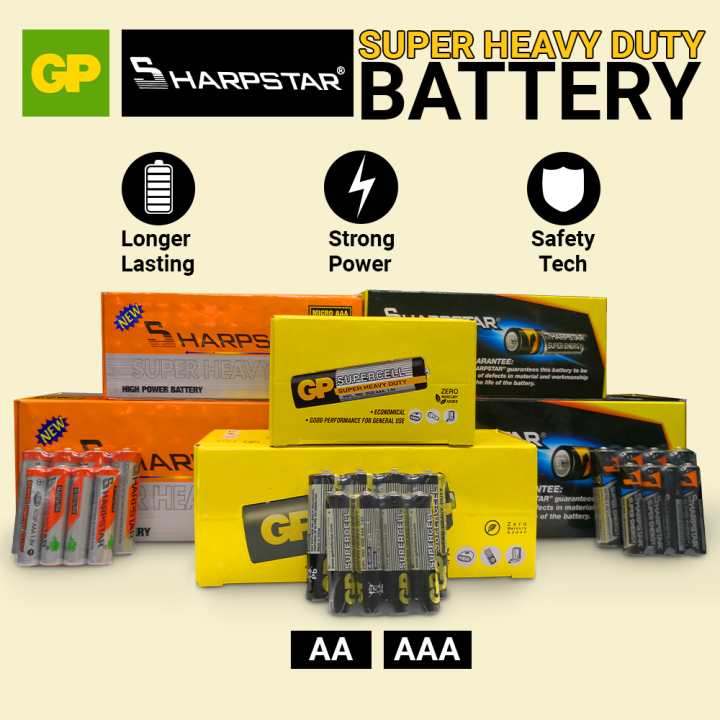 GP SHARPSTAR Super Heavy Duty Supercell Battery 1.5V AA/AAA Bateri ...