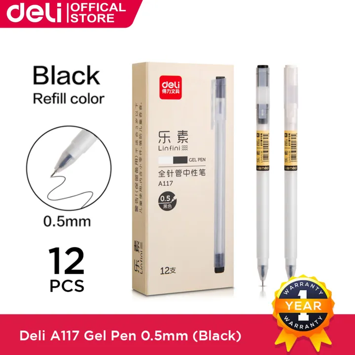 Deli A117 Gel Pen 0.5mm Black 12pcs | Lazada PH