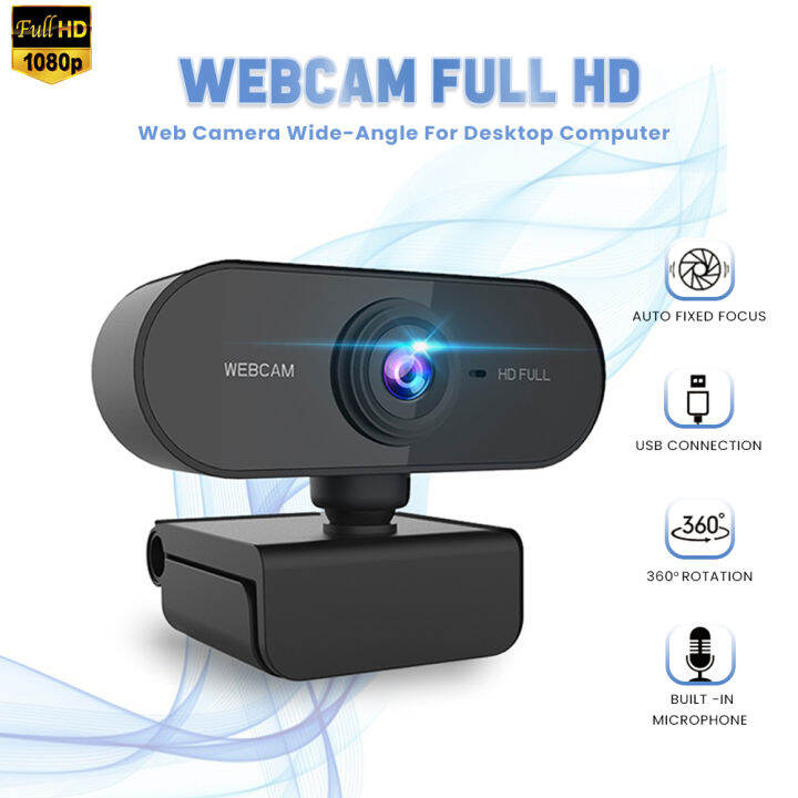 JR2MK 1080P USB Webcam Wide-Angle Camera Built-in Noise Cancelling ...