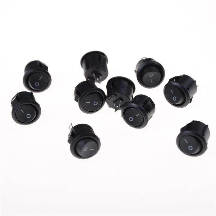 10Pcs 16mm Diameter Small Round Boat Rocker Switches Black Mini Round ...