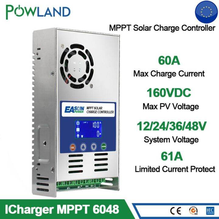 MPPT 60A 190V Solar Charge Controller 12V 24V 36V 48V For Lead Acid Lithium Battery Overcharge ...