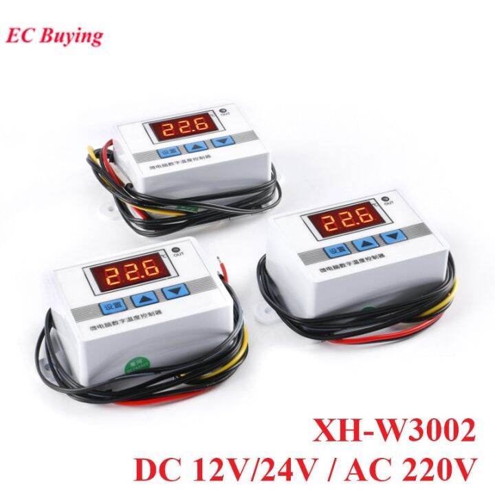 W3002 XH-W3002 AC 110V-220V DC 24V 12V Led Digital Thermoregulator Thermostat Temperature ...
