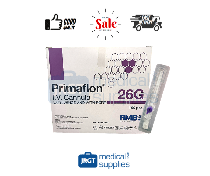 Primaflon IV Cannula with Wings and Injection Valve (1 Box - 100pcs ...