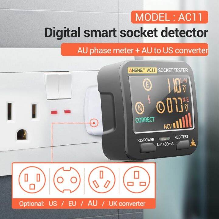 Smart Digital Socket Tester AC11 Voltage Meters Voltage Test Leakage ...