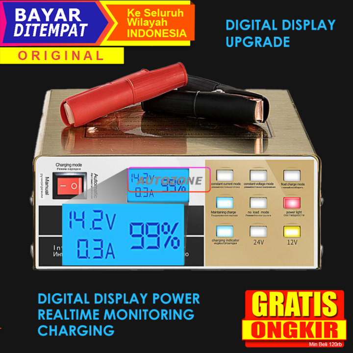 Taffware Cas Aki Mobil Dan Motor 12V / 24V 100AH Charger Aki Kering Dan ...