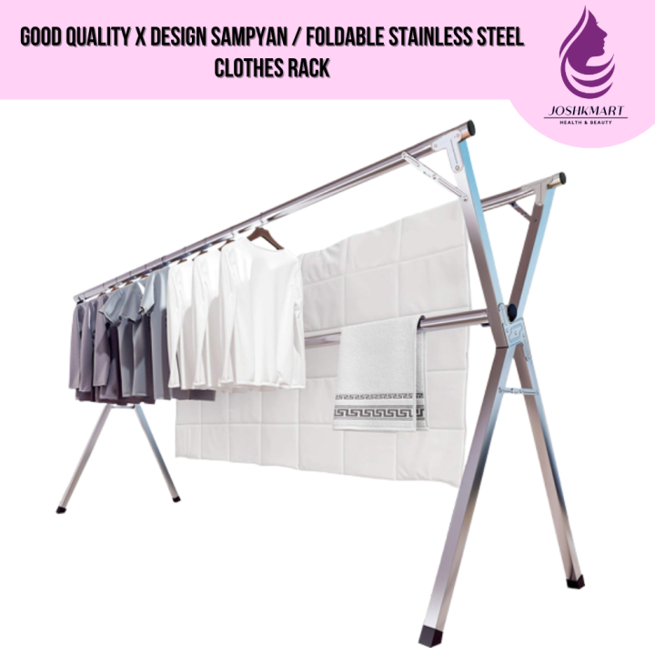 JOSHKMART FOLD ABLE X DESIGN STAINLESS STEEL SAMPAYAN ( POLE IN CENTER ...