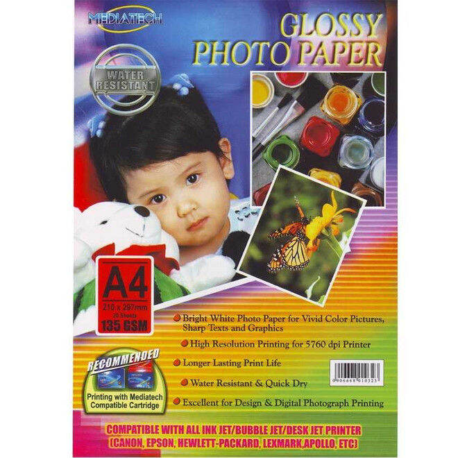 Kertas Photo Glossy foto Paper A4 135 gsm isi 20 sheet - 31002 | Lazada ...