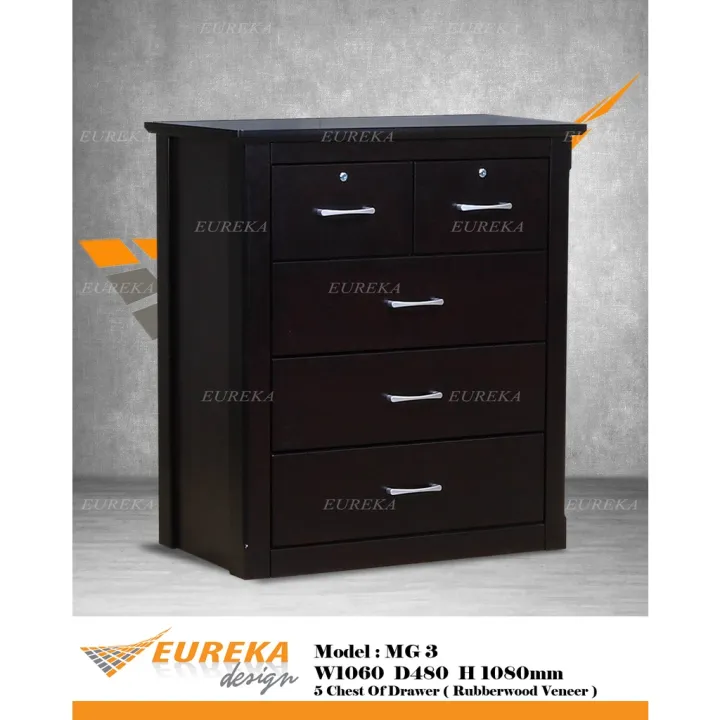 EUREKA 3.5ft Chest Drawer Cabinet 4 Layer Wood / Almari Laci MG3 ...