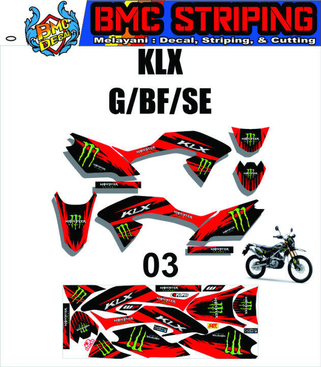 Sticker Lis Striping Kawasaki KLX BF/SE/G Monster Energy (K03 ...