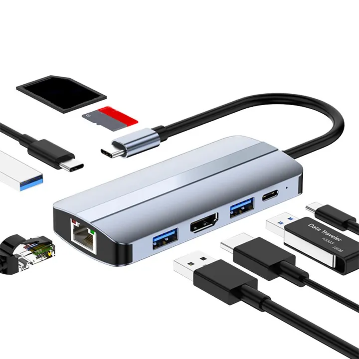 SHUIDI 9 In 1อะแดปเตอร์สูงความเร็วการ์ดรีดเดอร์ USB 3.0กิกะบิตอีเธอร ...