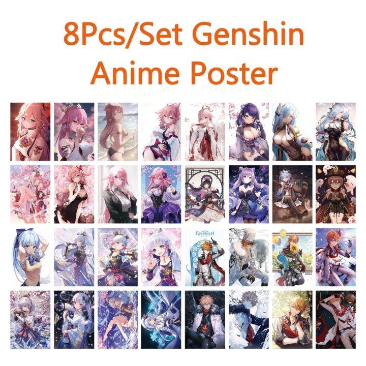 Genshin Poster 8pcs/Set Anime Peripheral Home Wall Decoration gifts for ...
