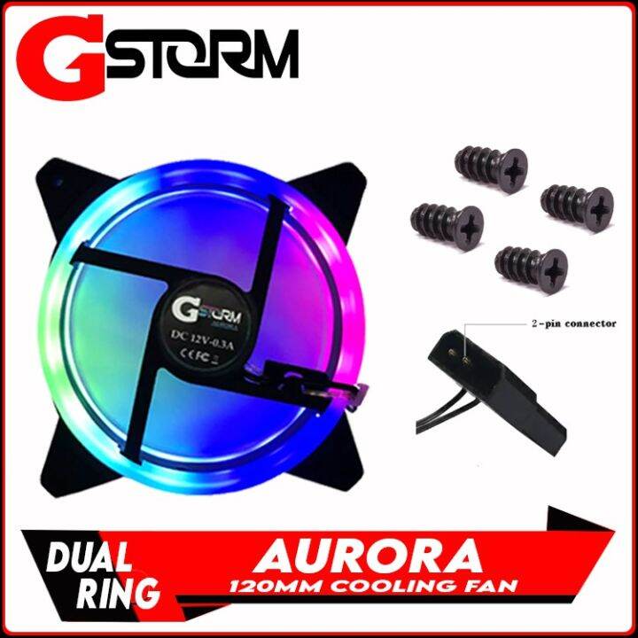 GSTORM Dual Ring AURORA Led fan 120mm PC CPU Computer Case Cooling Fan ...
