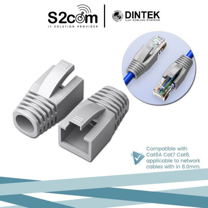 Dintek PowerMAX RJ45 Rubber Boot Light Gray 8mm For Cat6A / Cat7 ...
