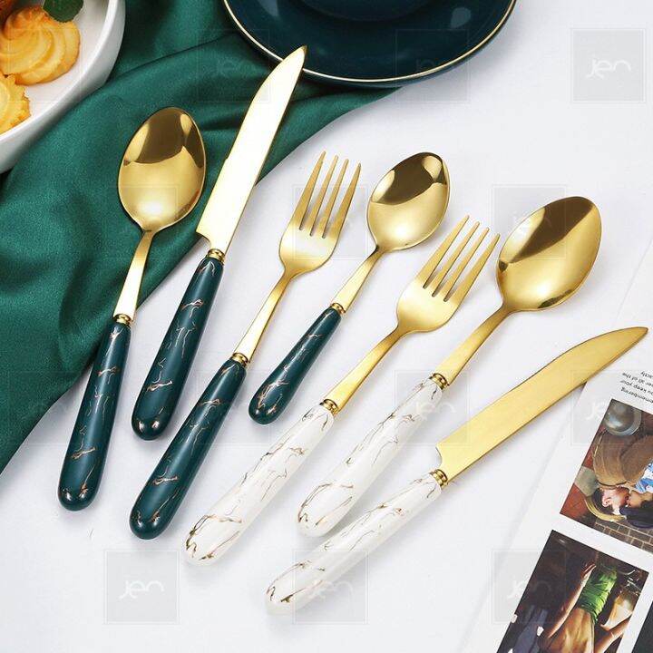 [SATUAN] SENDOK GARPU SET KOREA with Ceramic Handle | Lazada Indonesia