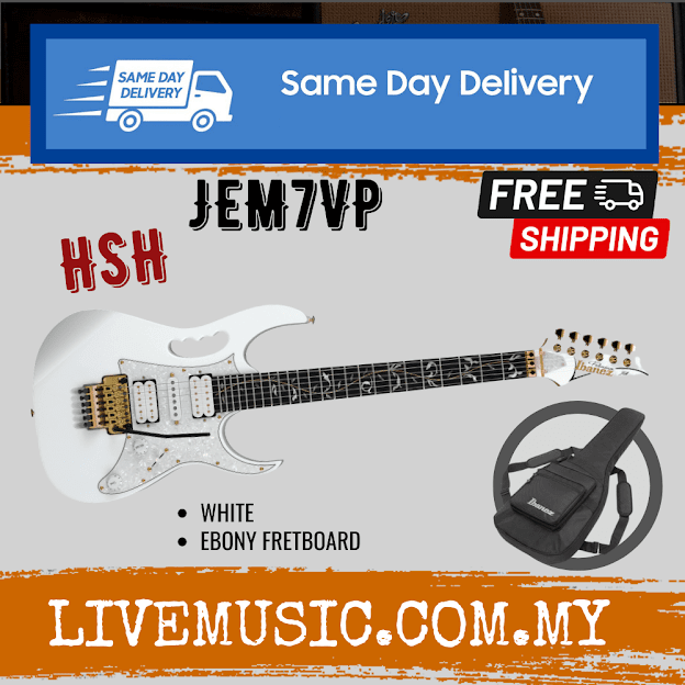 Ibanez JEM7VP Steve Vai Signature Premium Electric Guitar - White (JEM7VP-WH) | Lazada