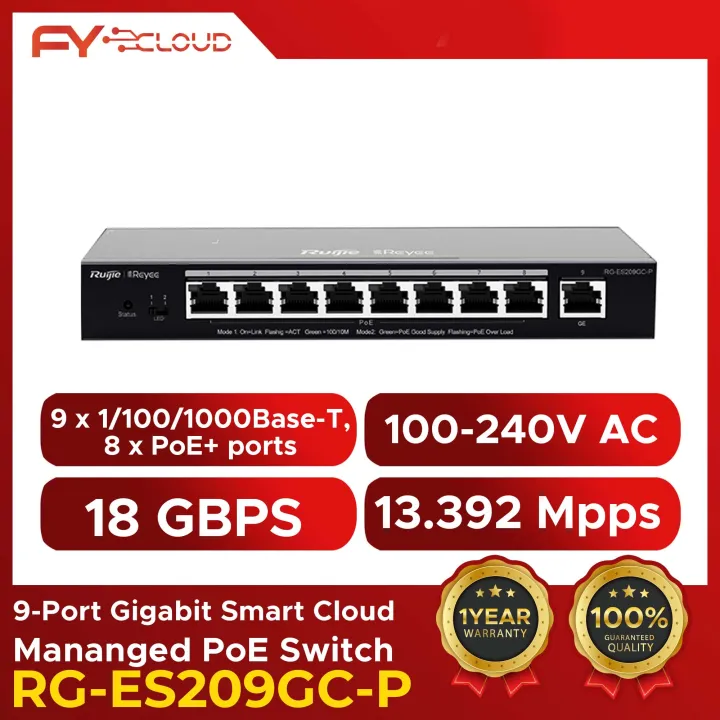 Reyee RG-ES209GC-P | 9-Port Gigabit Smart Cloud Mananged PoE Switch | 9 ...