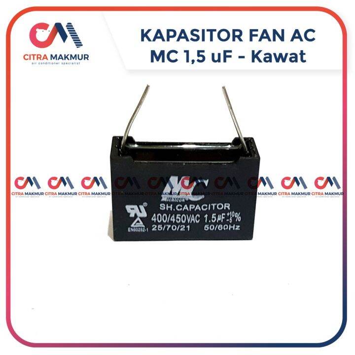 Kapasitor Fan AC 1.5 uf merk MC Kawat Solder PCB 1,5 kotak Kipas Indoor ...