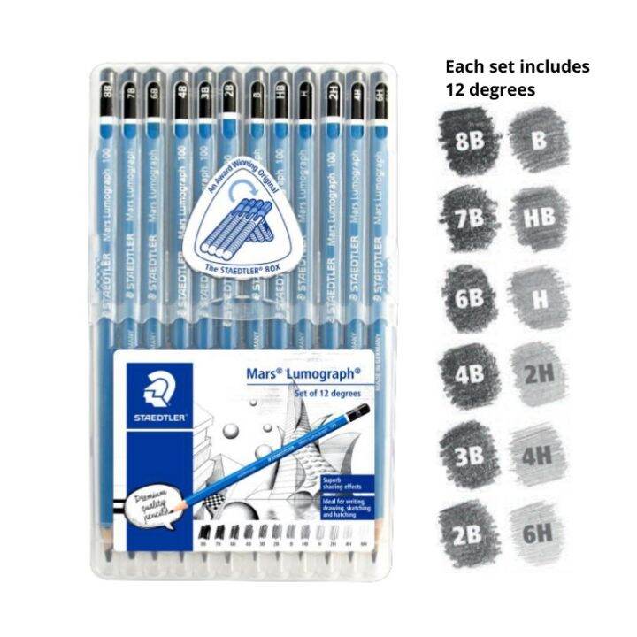 Staedtler Mars Lumograph Pencil, set of 12 degrees | Lazada
