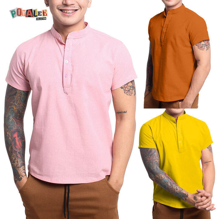 Men's Polo with Chinese Collar | Men's Tops | Cotton Linen | Small ...