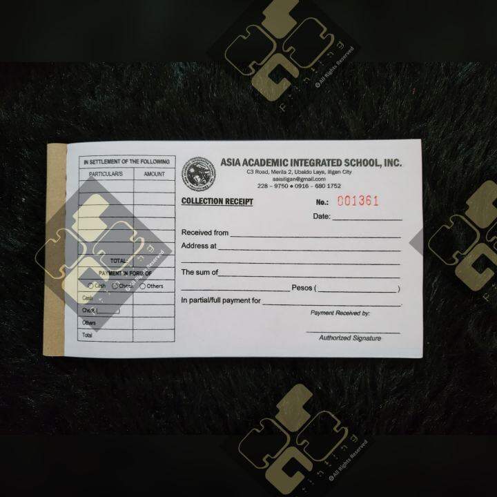 Collection Receipt 4pads, 8pads, 16pads, 20pads ( Customized ...