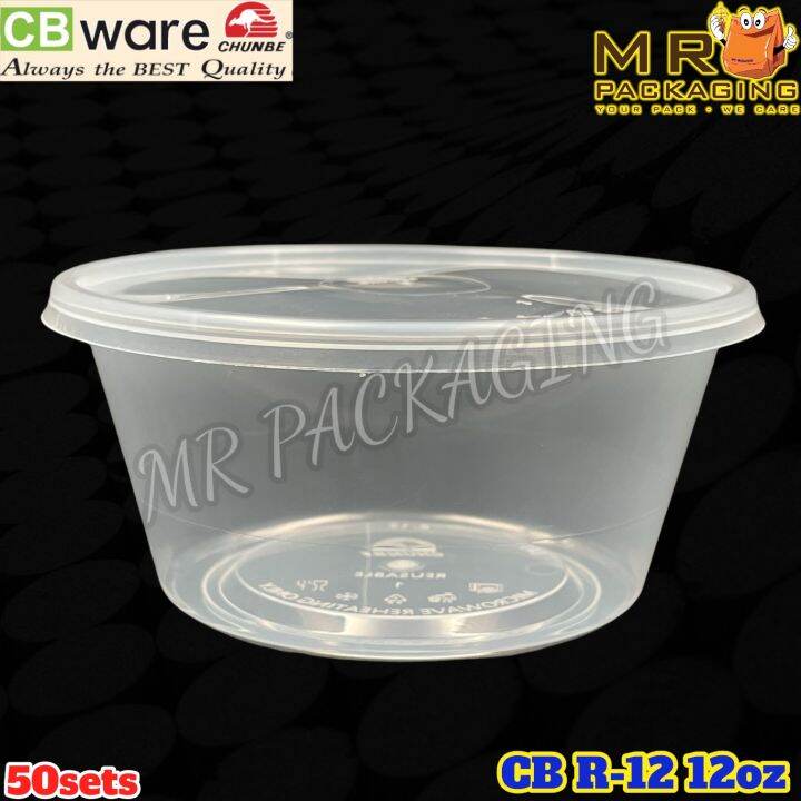 CB R12 Round Container with Lid ( 50sets± ) 380ml 12oz Disposable ...