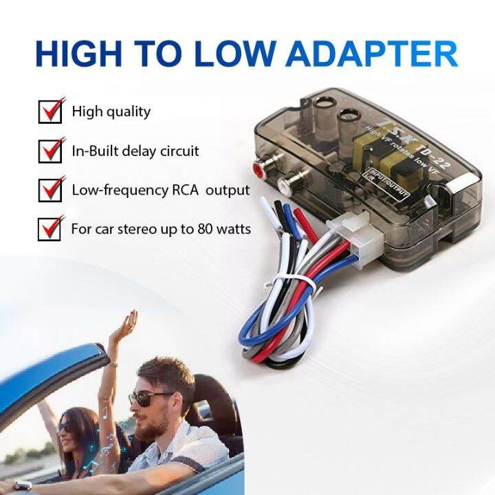 TSK TD-22 High to Low RCA Line Stereo Audio Converter Car Stereo Speaker Level Converter ...