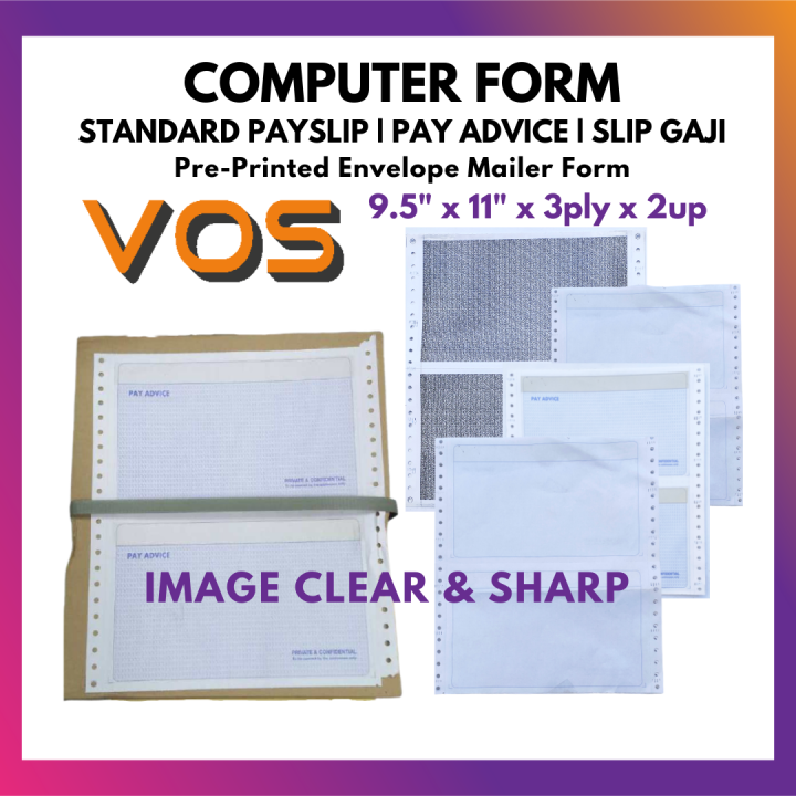 Computer Form | Payslip | Pay Advice | Slip Gaji - NCR 9.5 X 11'' 3PLY ...