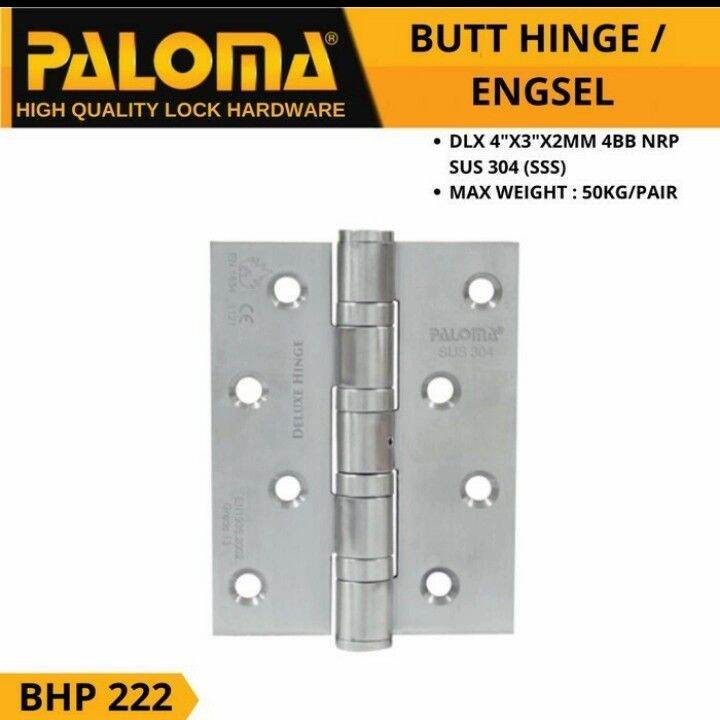 ENGSEL PINTU PALOMA BHP 222 DLX 4"X3"X2MM 4BB NRP STAINLESS 304 ...