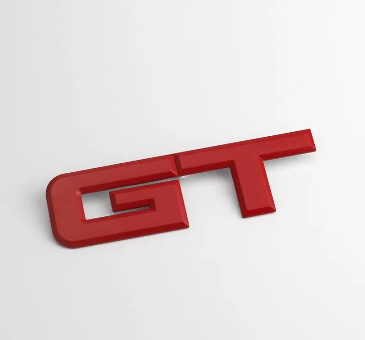 18x5.2cm GT letter emblem sticker red for Ford Mustang rear trunk label ...