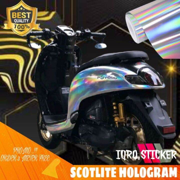Sticker skotlet pelangi hologram putih / Sticker skotlet motor ...