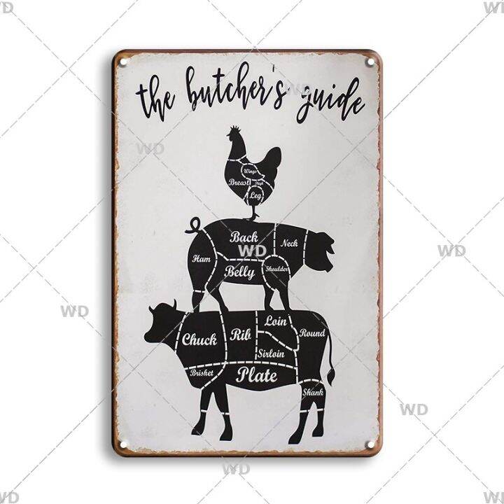The Butcher's Guide Meat Metal Iron Tin Sign Retro Funny Classic ...