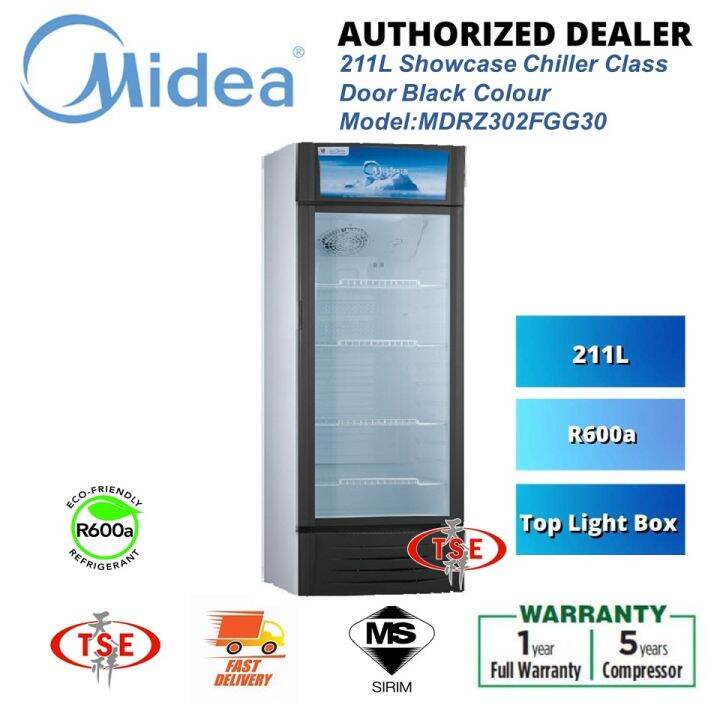 Midea MDRZ302FGG30 Hollow Tempered Glass Showcase Chiller With Interior ...