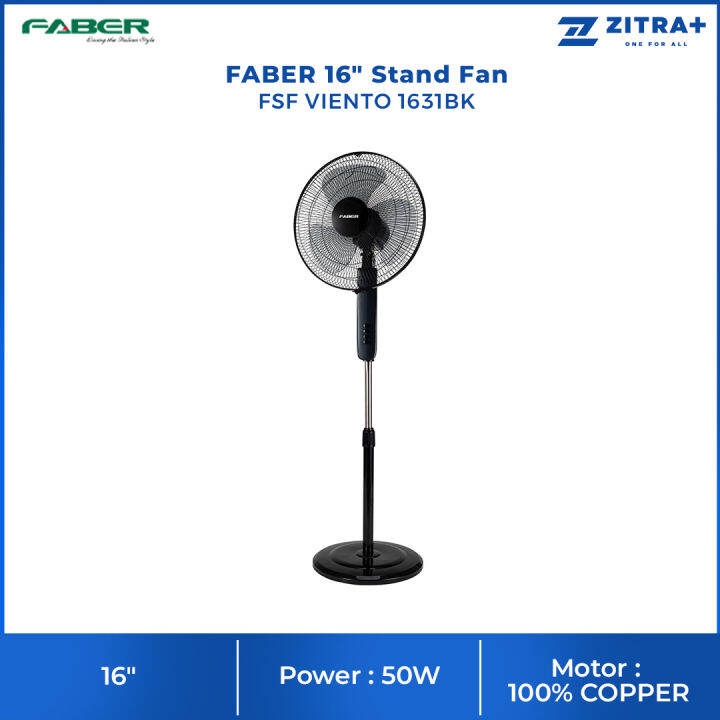FABER 16" Stand Fan FSF VIENTO 1631BK | 3 Blades | 3 Speed Selection ...