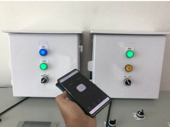 ตู้ควบคุม IOT งานการเกษตร ควบคุมปั๊ม 1-2 แรง วัดอุณหภูมิความชื้น ดูผ่าน ...