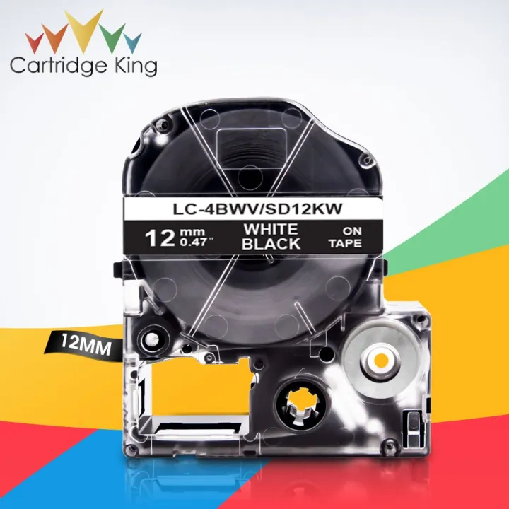 Label Tape SD12KW LC-4BWV White on Black 12mm Sticker for Epson ...
